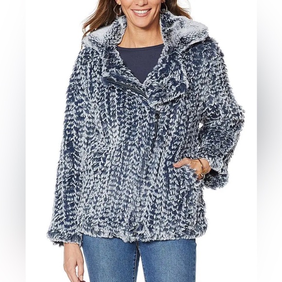 Colleen Lopez | Jackets & Coats | Colleen Lopez Knitted Faux Fur Moto ...
